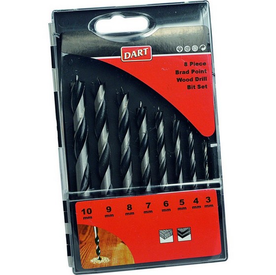 Dart Brdset08 8 Piece Brad Point Wood Drill Bit Set - Anglia Tool Centre