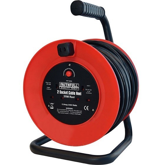 Faithfull Xms18reel20 Cable Reel 20m 13a 240v - Anglia Tool Centre