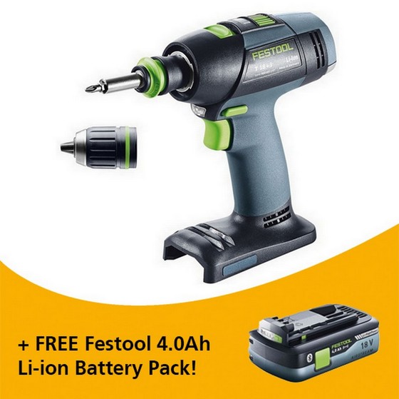 Festool 577051 T18+3-basic-promo Cordless Drill Basic - Anglia Tool Centre