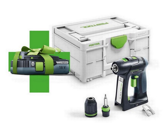 Festool 577562 18v Cordless Drill C18-basic Gb-40 Plus Free Battery ...