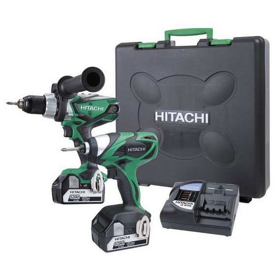 Hitachi Kc18dkl/jb 18v Twin Pack Combi Drill And Impact Driver With 2x ...