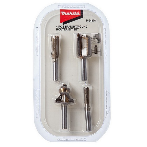 Makita P-24876 4 Piece Straight / Round Router Bit Set - Anglia Tool Centre