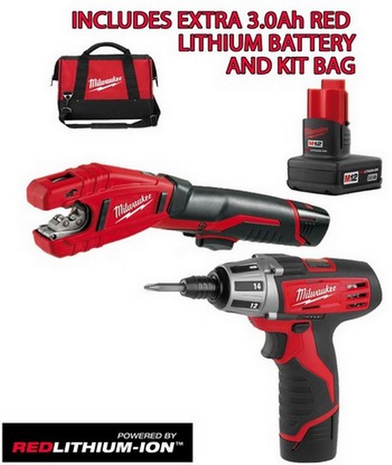 Milwaukee C12d 12v Screwdriver With C12pc Pipe Cutter Tool 2 X 1.5ah ...
