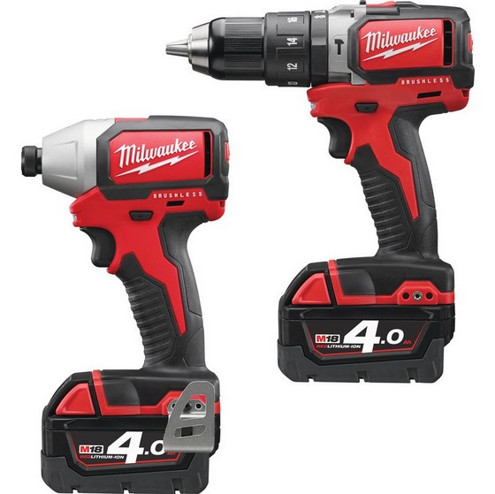 Milwaukee M18blpp2b-402c M18 Compact Brushless Twin Pack With 2x 4.0ah ...