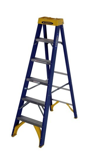 Werner Fibreglass Step Ladder 6 Tread - Industrial - Anglia Tool Centre